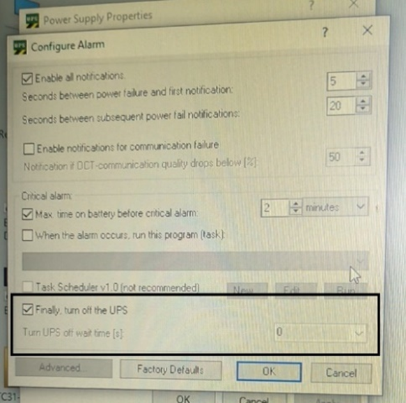 IPC UPS常见问答: UPS Device Configuration软件中的Turn UPS off wait time时间无法更改且为灰色是为什么？ | 倍福虚拟学院